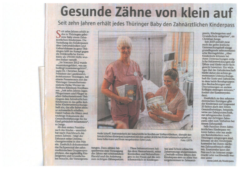 Zahnärztlicher Kinderpass für jedes Baby – in Nordhausen wie in ganz ...